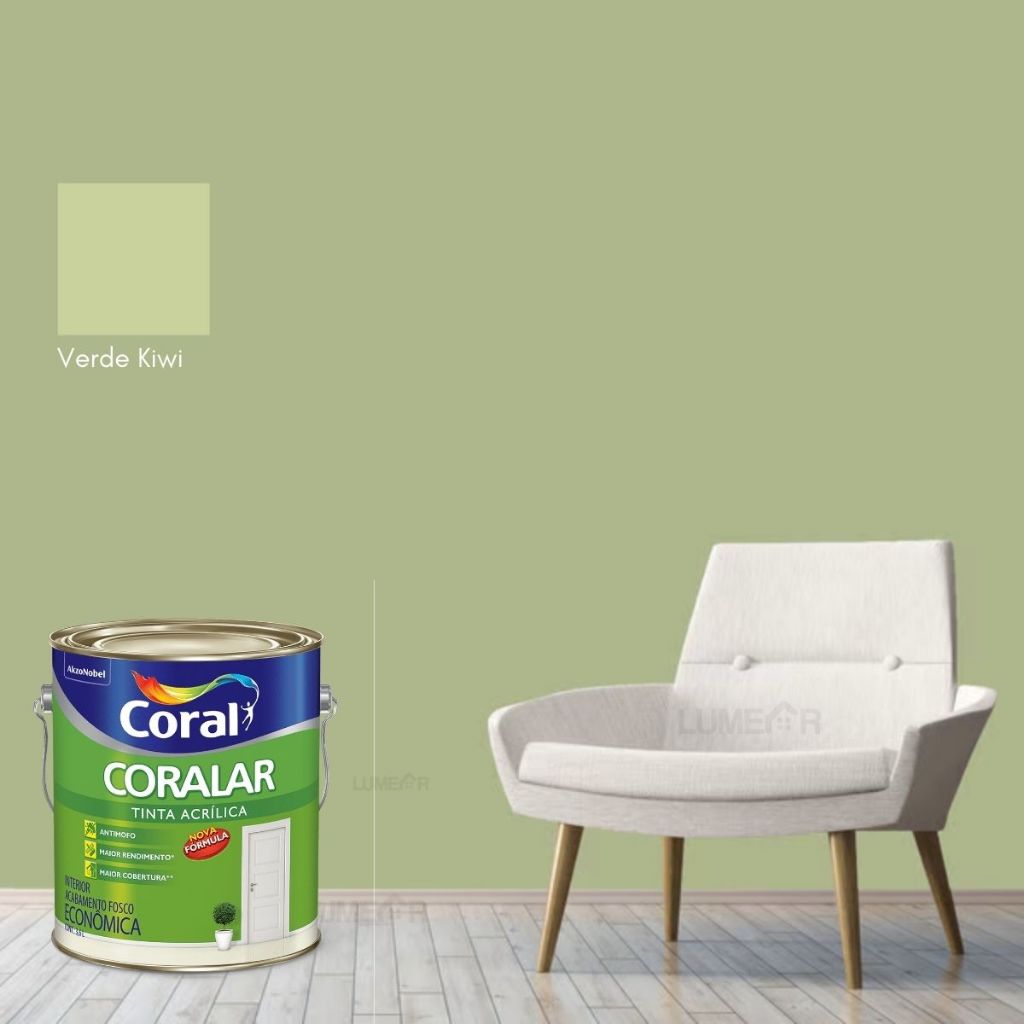 Tinta Coralar Verde Kiwi Anti Mofo Acrica Parede 3,6 Litros Escolha A ...