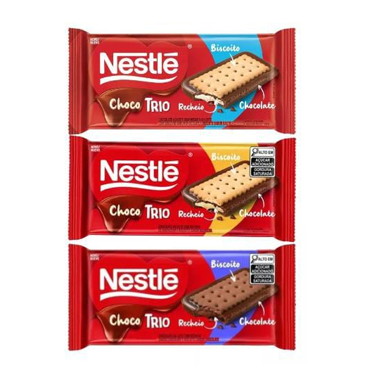 Kit com 3 Barras de Chocolate Choco Trio Nestle 90g Original Cookies ...