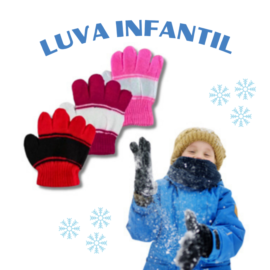 Luva Infantil Listrada Cores Menino Menina Inverno Frio Dedos Baby ...