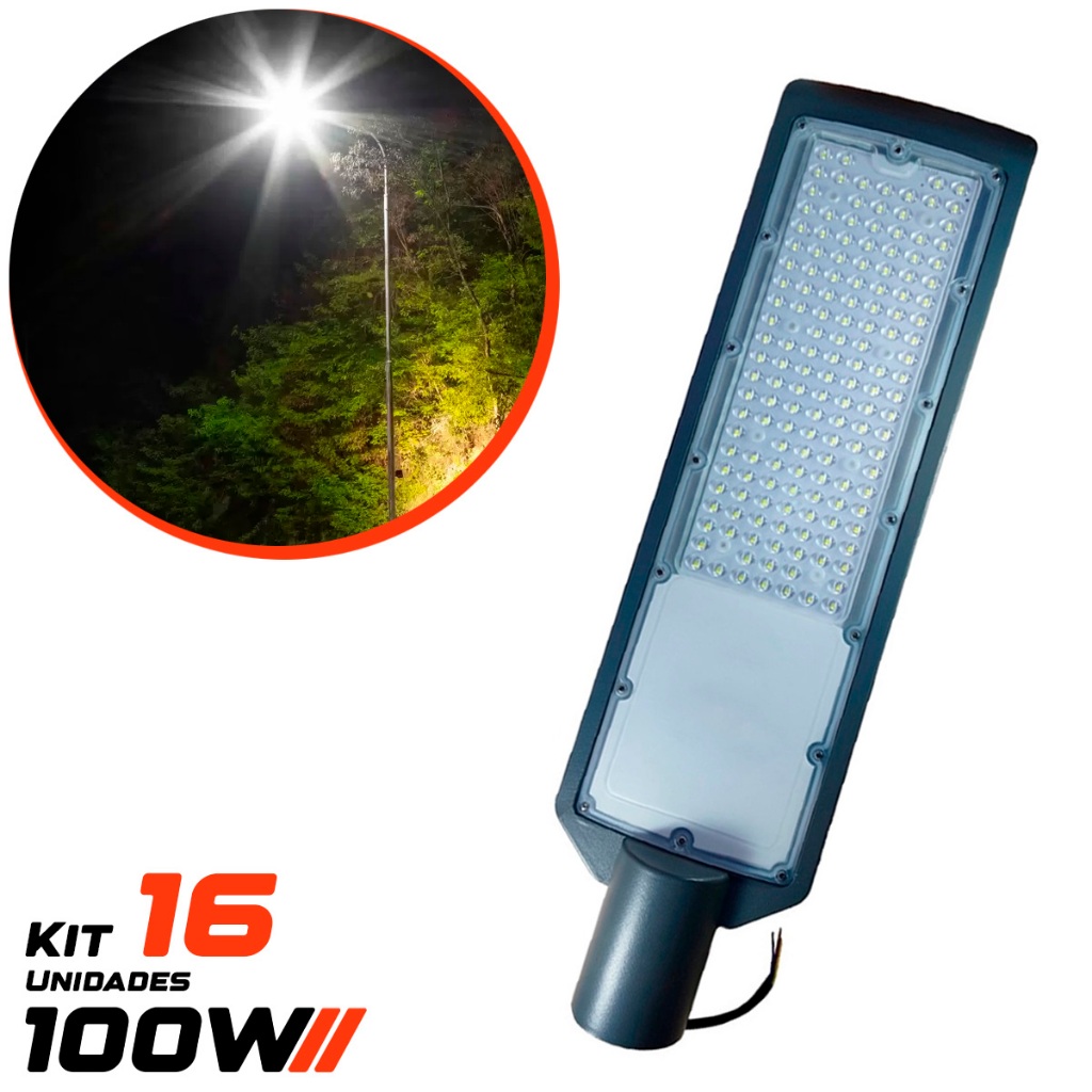 Kit 16 Luminária Publica Led Para Postes 100w Ip67 | Shopee Brasil
