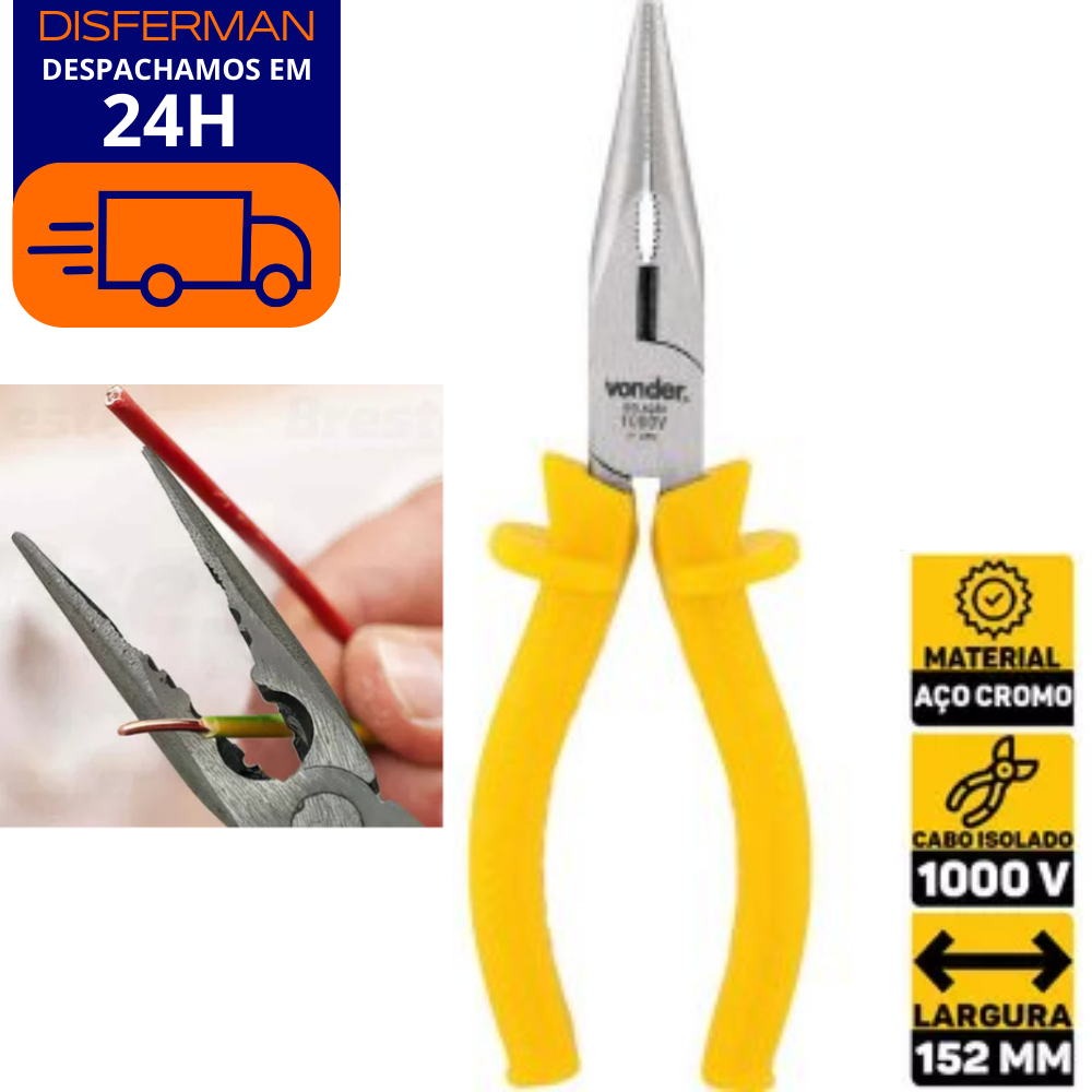 Alicate Bico Meia Cana 6" Polegadas 152mm Eletricista Isolado 1000v Vonder | Shopee Brasil