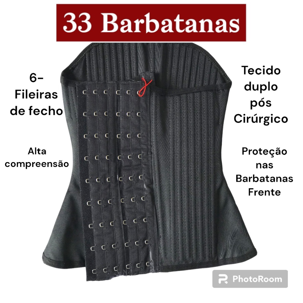 Cinta MODELADORA 33 barbatanas feminina Redutora de alta COMPRÇÃO POS ...