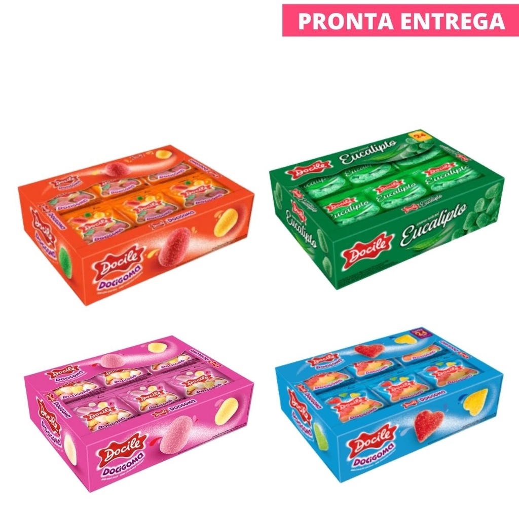 Kit Bala de Goma Docile Com 24 unidades pacotes de 18g cada escolha seu ...