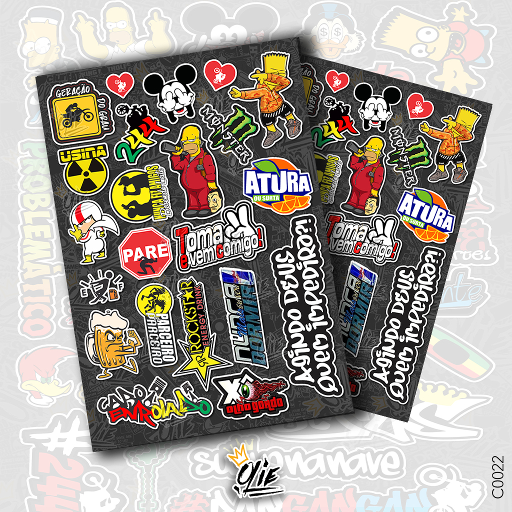 Cartela de Adesivos Ollie Stickers - Moto Carro Bike Caminhão Coelho 244 | C0022 | Shopee Brasil