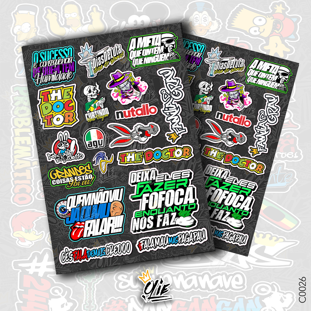 Cartela de Adesivos Ollie Stickers - Moto Carro Bike Caminhão Coelho 244 | C0026 | Shopee Brasil
