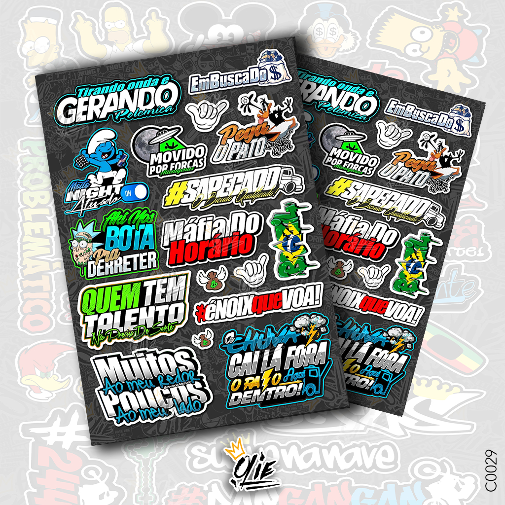 Cartela de Adesivos Ollie Stickers - Moto Carro Bike Caminhão Coelho 244 | C0029 | Shopee Brasil