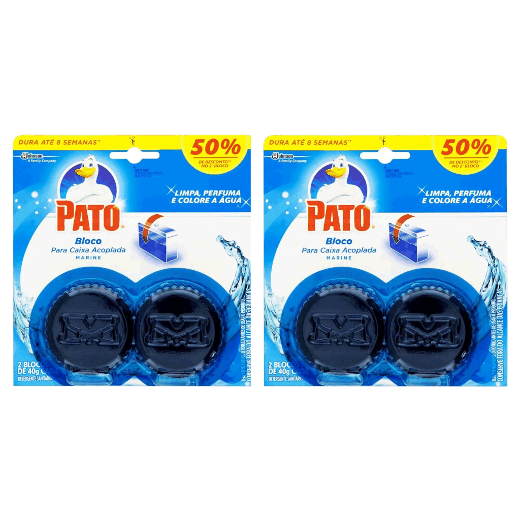 KIT COM 02 Blocos Sanitário Caixa Acoplada Pato 4 unidades (Bloco) 40g ...