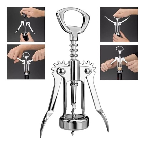 Saca Rolhas Borboleta Abridor Garrafa Vinho Reforçado Inox Saca Rolha ...