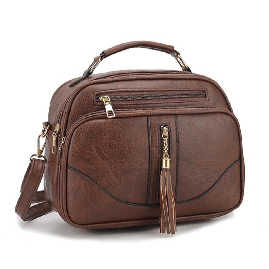 Bolsa Feminina Com Alça Lateral Transversal Faixa de Mão De Couro V2336 ...