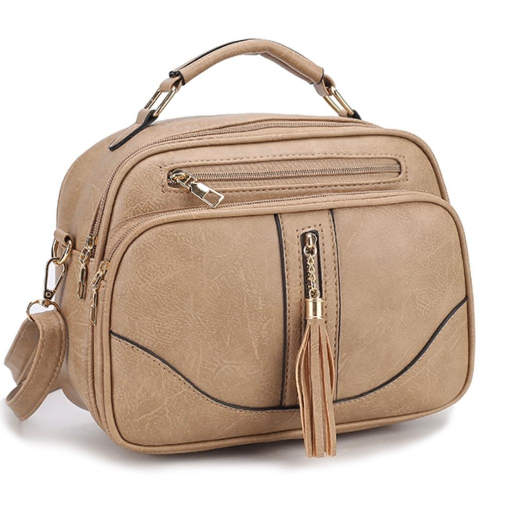 Bolsa Feminina Com Alça Lateral Transversal Faixa de Mão De Couro V2336 ...