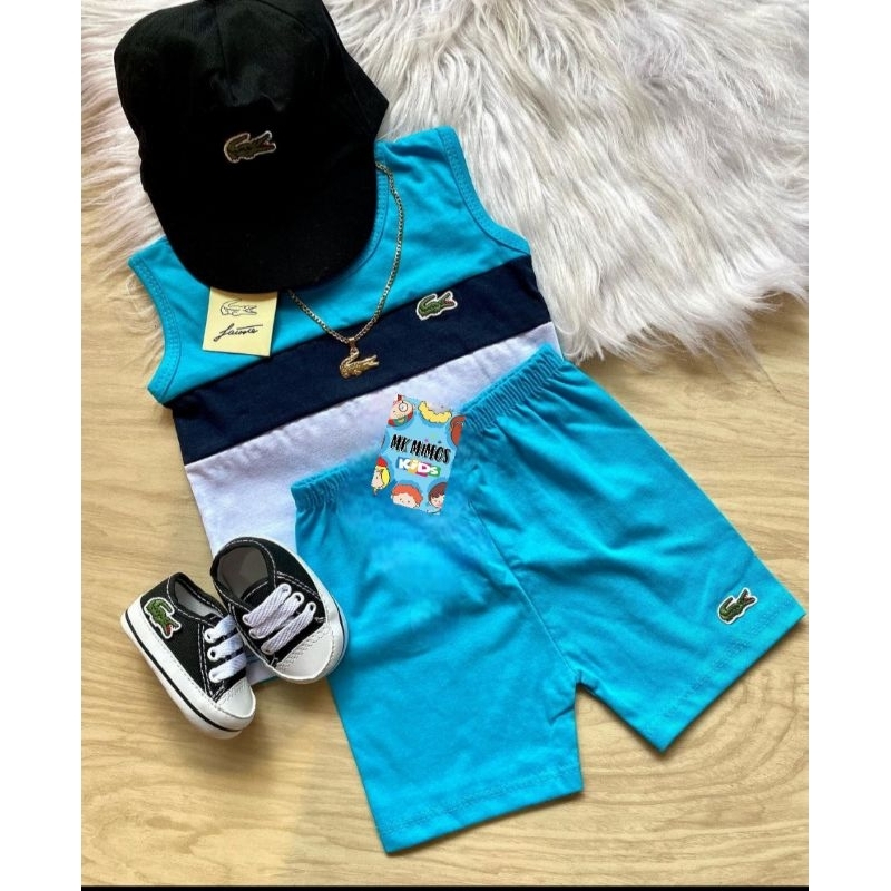 Kit completo regata e short baby menino infantil lacoste | Shopee Brasil