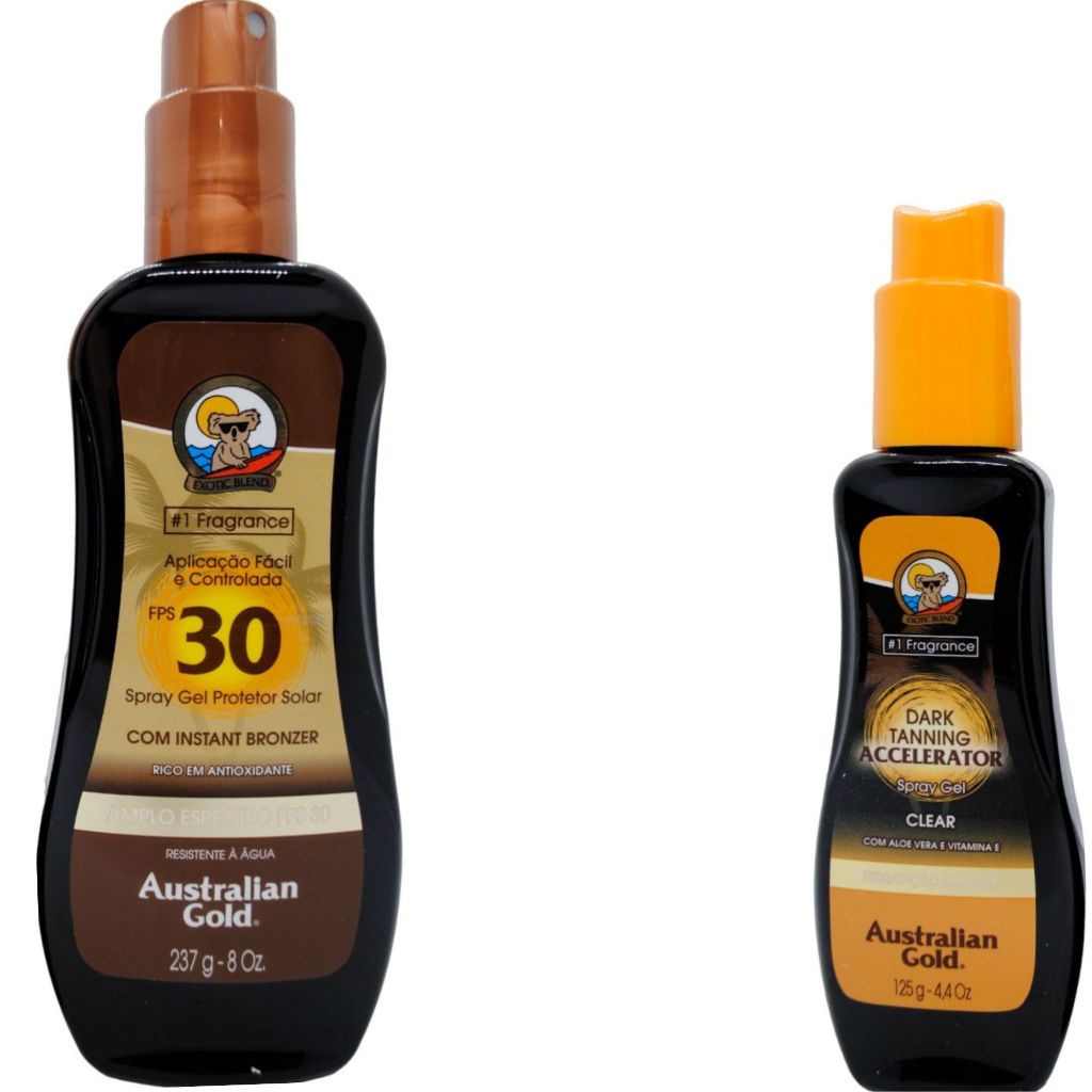 Kit Australian Gold Protetor Solar Corporal Fps30 e Bronzeador | Shopee ...
