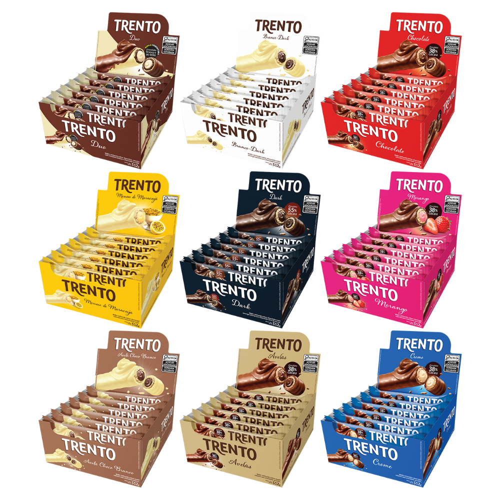 Chocolate Trento Todos Sabores Caixa com 16 unidades 512g - Peccin ...
