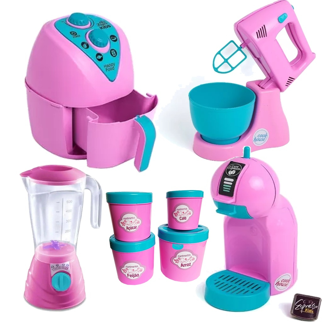 Kit 5 Brinquedos Faz De Conta Cozinha Completo Vermelho ou Rosa Altimar ...