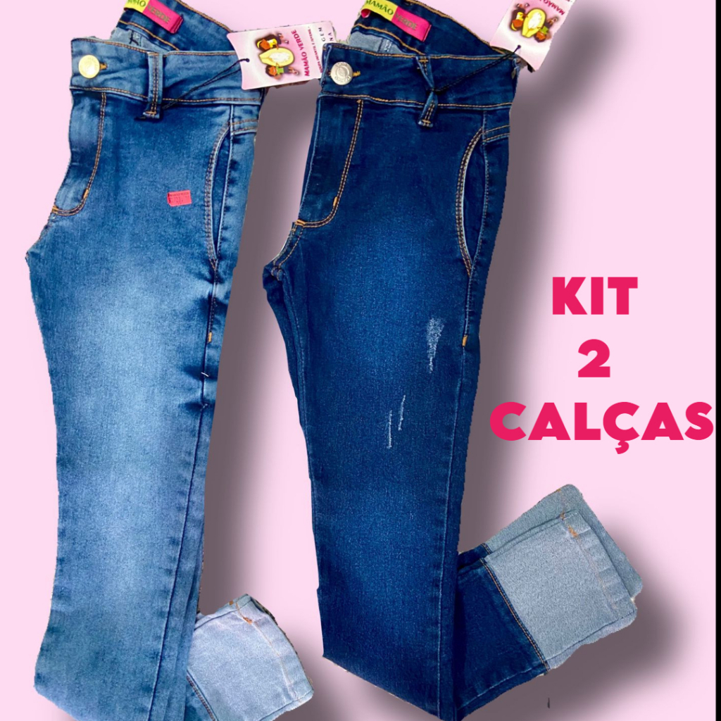 KIT 2 CALÇAS JEANS SKINNY MENINA JUVENIL | Shopee Brasil