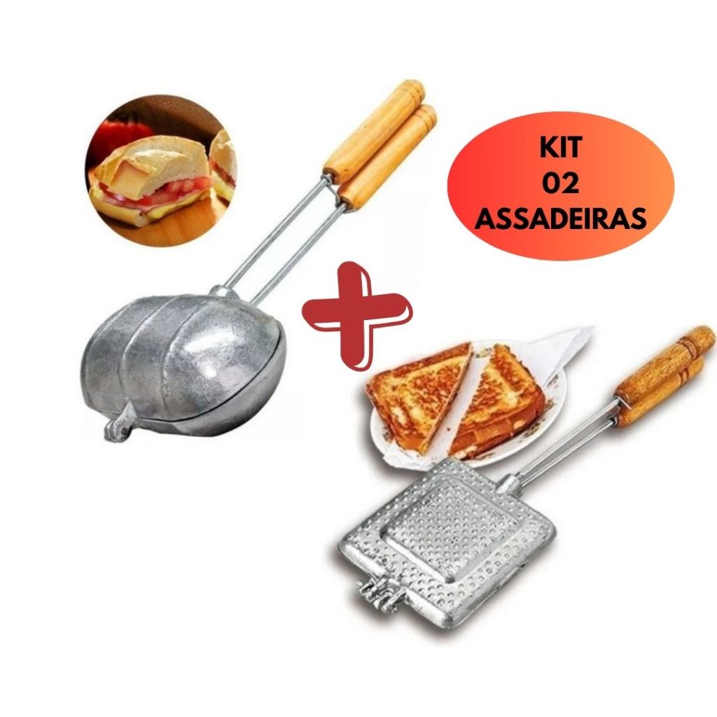 Kit 02 Assadeiras Aluminio Fundido Polido Pao Frances Forma Bauru ...