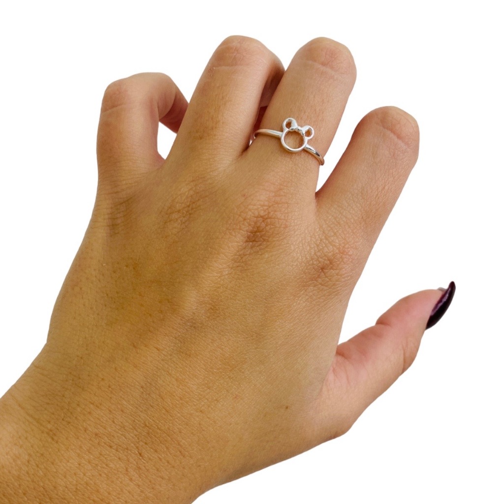 Anel Feminino Prata 925 Minnie Vazado | Shopee Brasil