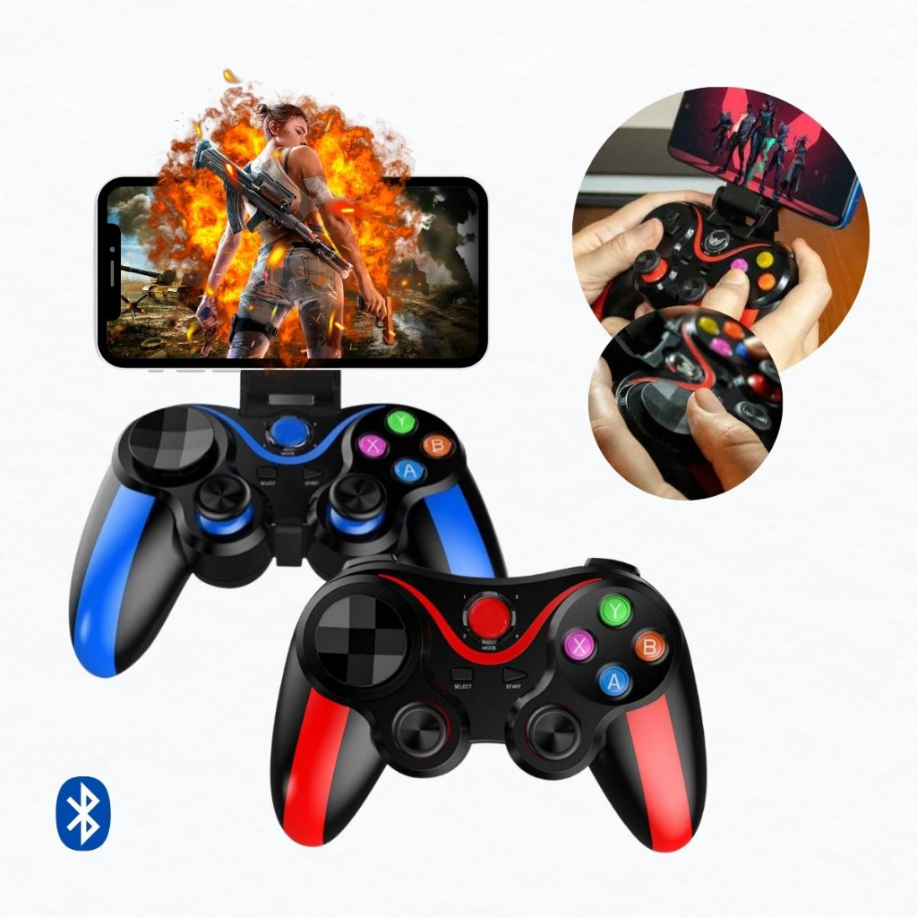 Controle Joystick Bluetooth Universal + cabo usb + suporte para Celular ...