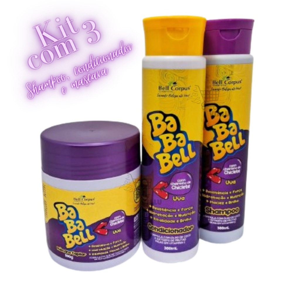 Kit capilar Bababell - Bell corpus (3 Itens) - Cheiro Chiclete de Uva ...