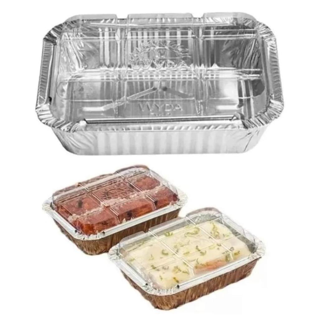 Bandeja Marmita Alumínio 220ml Tampa Pet Retangular C/100un | Shopee Brasil