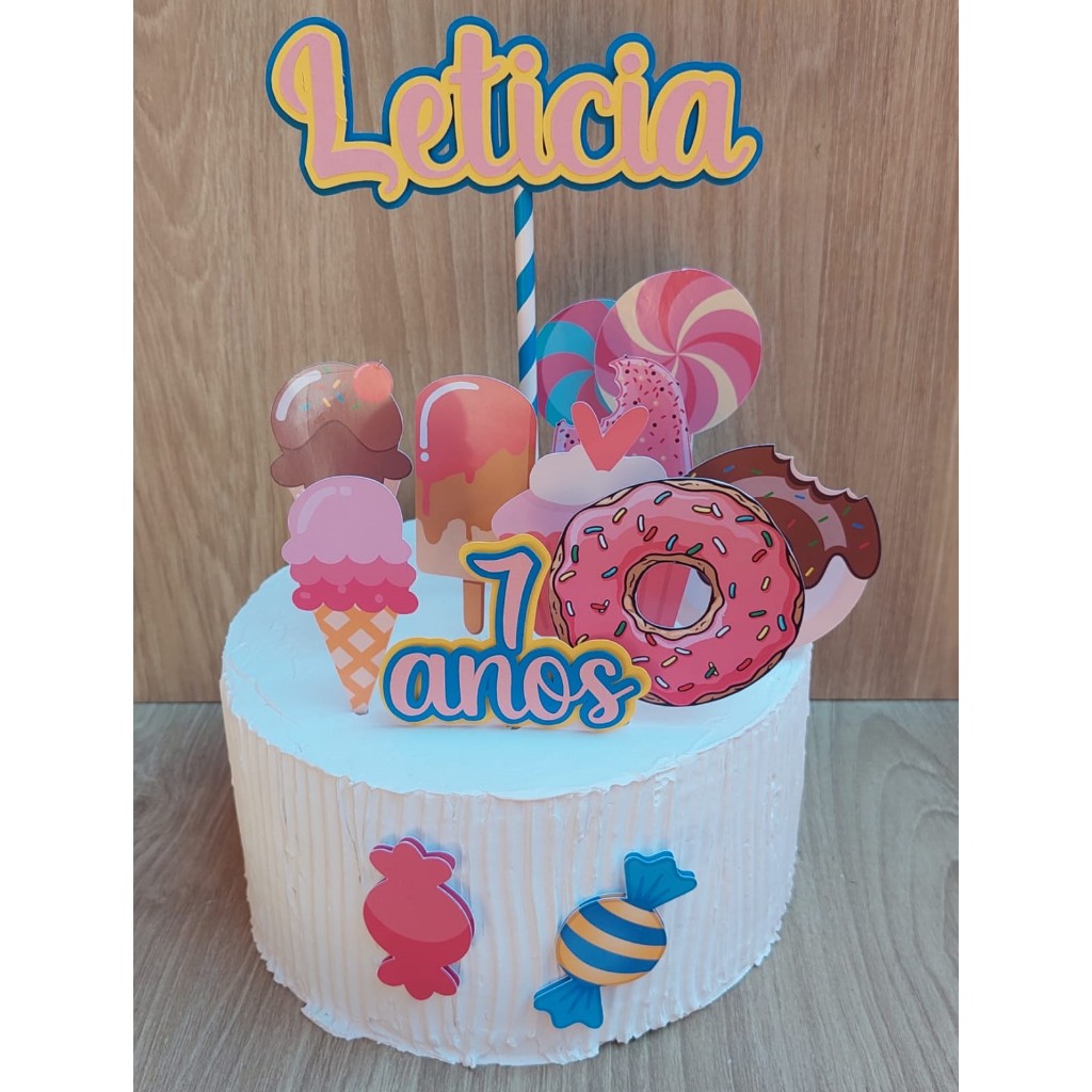 Topo/Topper de bolo personalizado - Tema confeitaria, doces, guloseimas ...