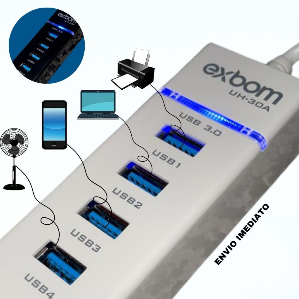 Extensão Hub USB 3.0 Super Rapido 04 Portas | Shopee Brasil