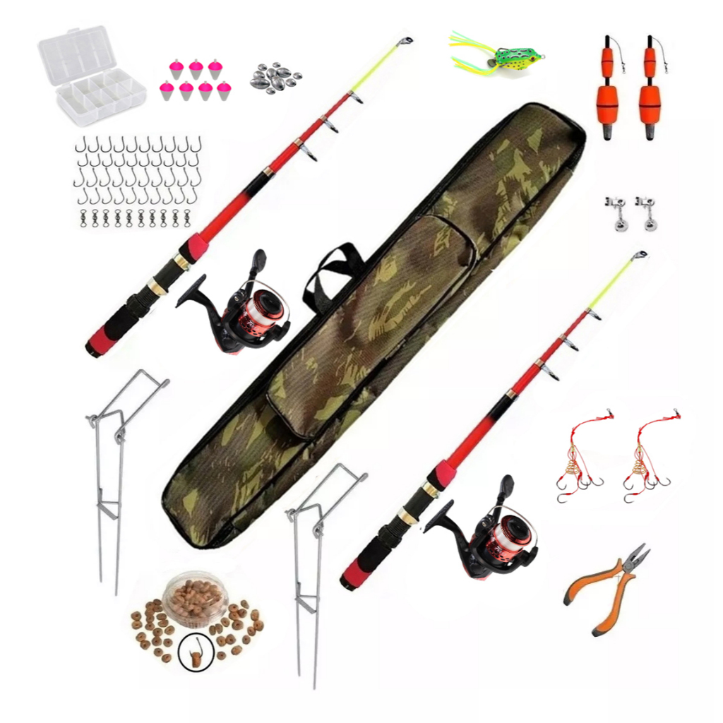 Kit Pesca Completo 83 Itens Estojo C/ 2 Varas Molinete Iscas | Shopee ...