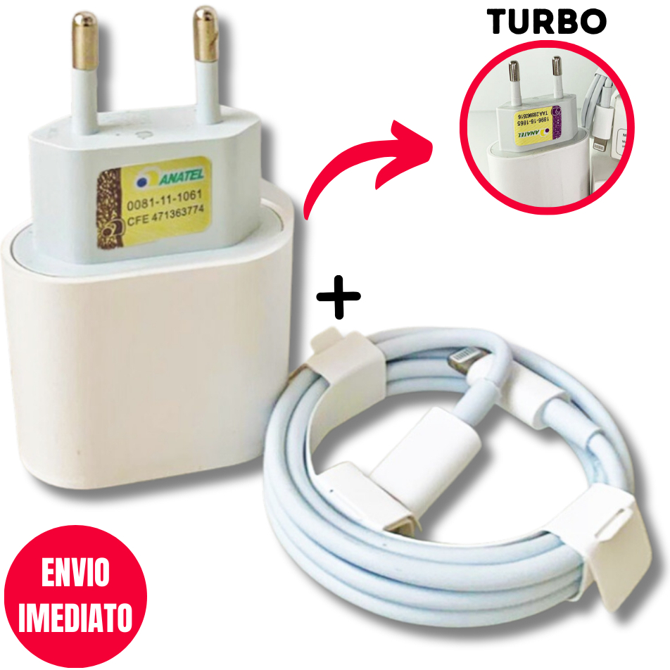 Kit Carregador IPhone Turbo 20w Fonte e Cabo | Shopee Brasil