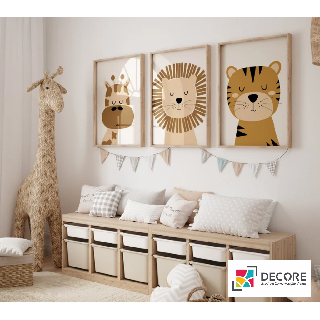 quadro decorativo safari baby infantil decoração quarto sala hall ...