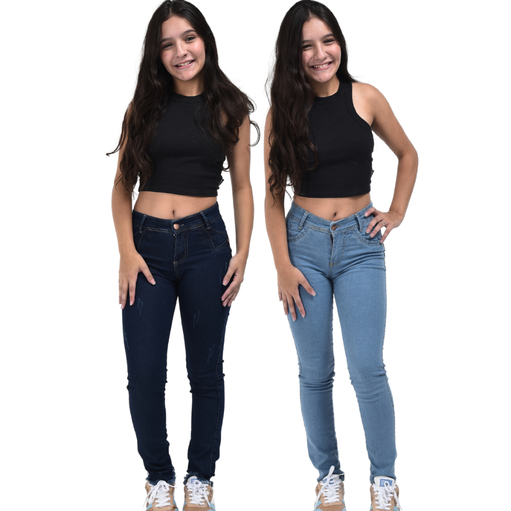 Kit 2 Calça jeans feminina slim infantil juvenil meninas 10 ao 16 ...