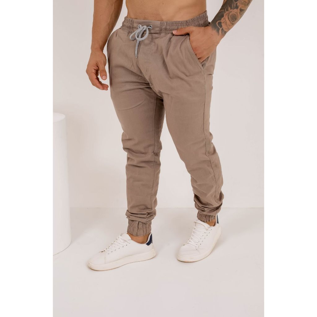 Calça Jogger Sarja Masculina Punho E Cos De Elastico Com Lycra Revesst