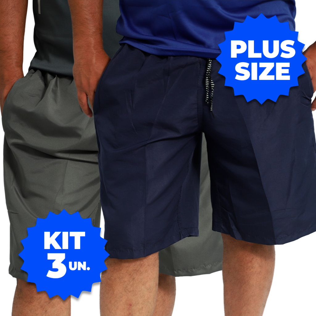 Kit Bermuda Tactel Masculino 3 Peças ou só 1 (UMA) Peça M ao G3 ...