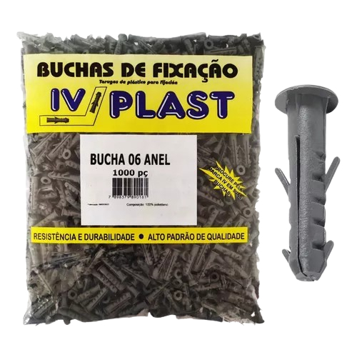 BUCHA PLASTICA 6 COM ANEL PACOTE COM 1000 PCS IVASA | Shopee Brasil