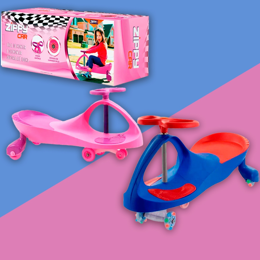 Carrinho Zippy Car Rolimã Gira 360° Com Led Suporta Até 100kg Infantil ...