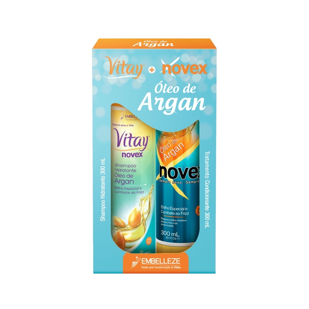 Kit Shampoo Tratamento Cond Óleo Argan Vitay Novex 300mL | Shopee Brasil