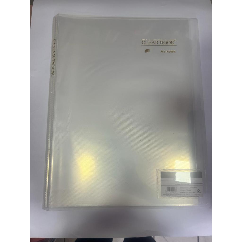 Pasta catalogo clear book a3 40 BS transparente com 40 plasticos YES ...