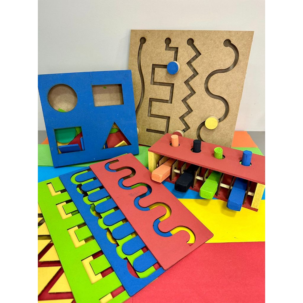 Kit Habilidades 4 Brinquedos Pedagógicos Educativos Madeira MDF- Primeira Infância | Shopee Brasil