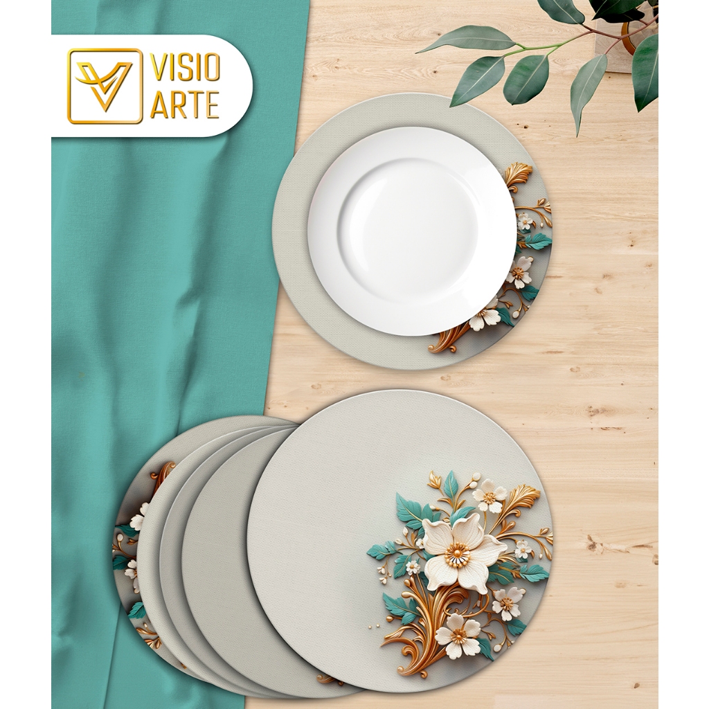 Capa De Sousplat FLORAL 35cm Sousplat Souplat Soupla Suplat Mesa Jogo ...