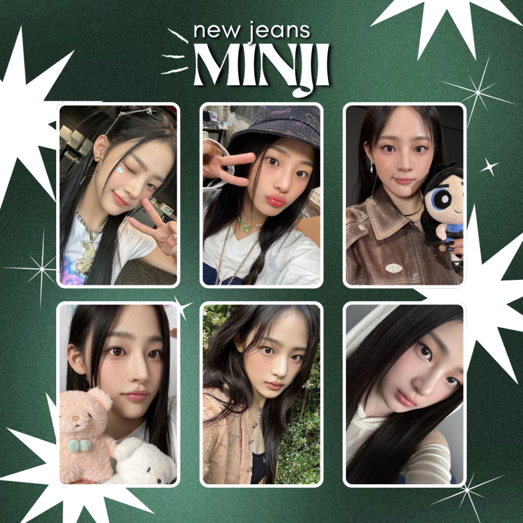 NEW JEANS - Minji, set 6 Photocards Fanmade frente e verso, Set Ursinho ...