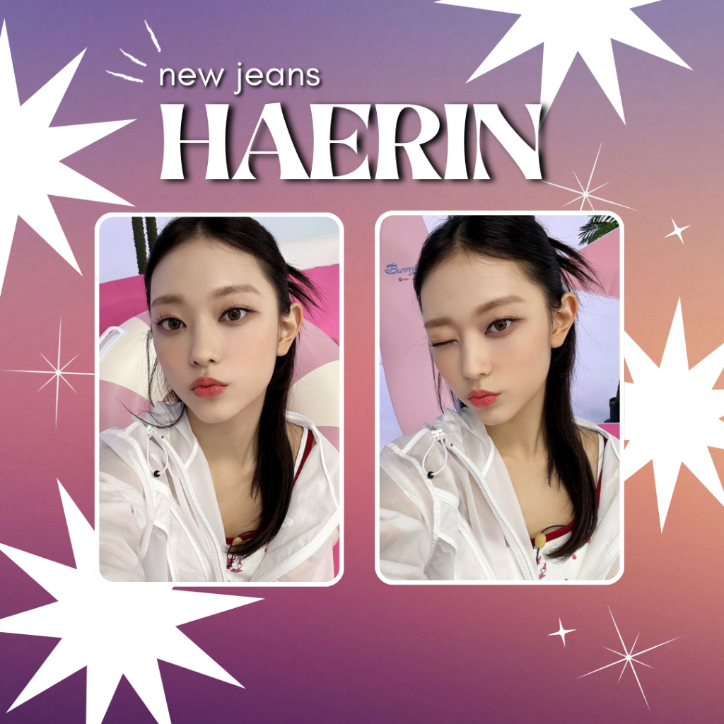 NEW JEANS - Haerin, set 2 Photocards Fanmade frente e verso, Set Boia ...