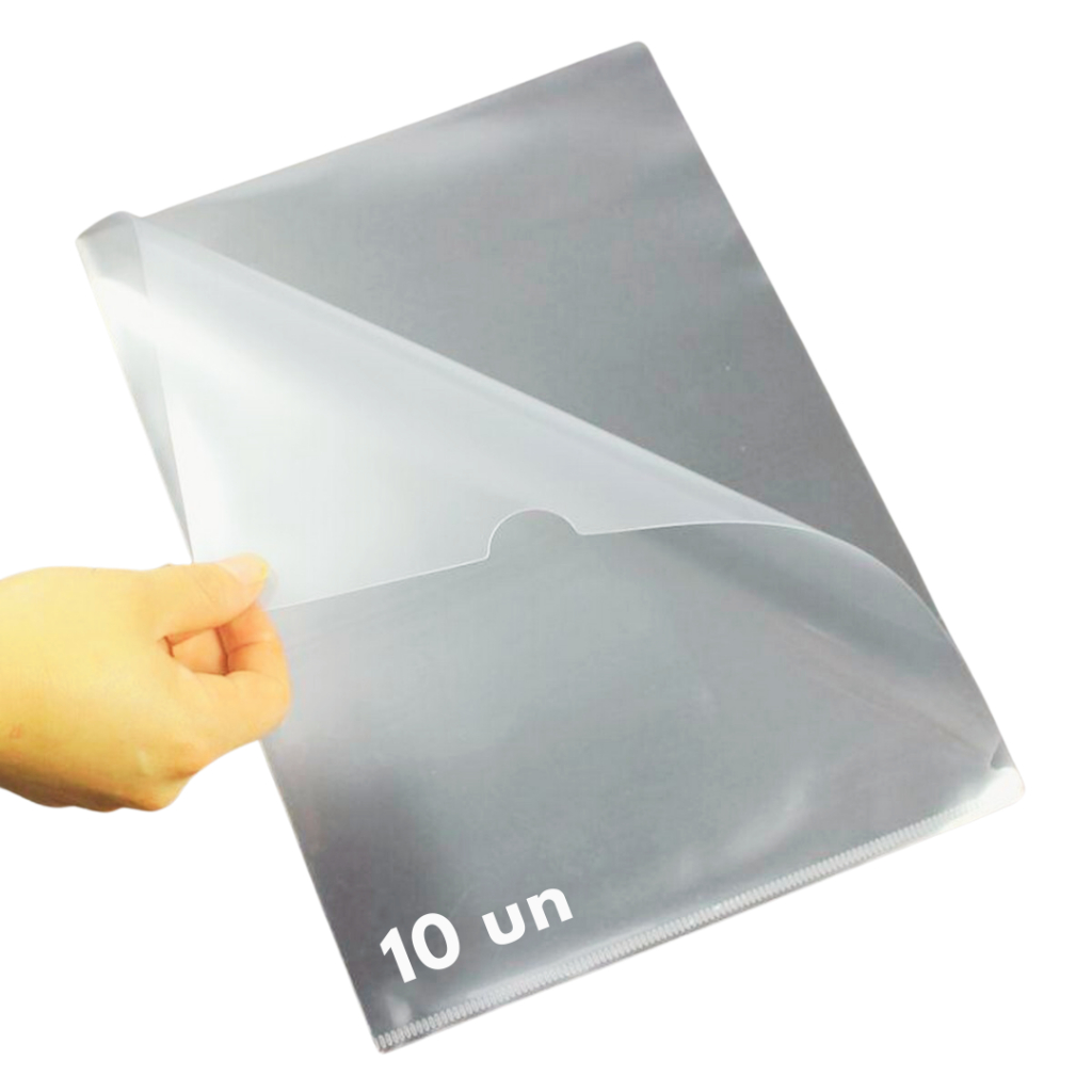 Kit 10 Pastas Em L Transparente A4 Documentos Trabalhos Projetos ...