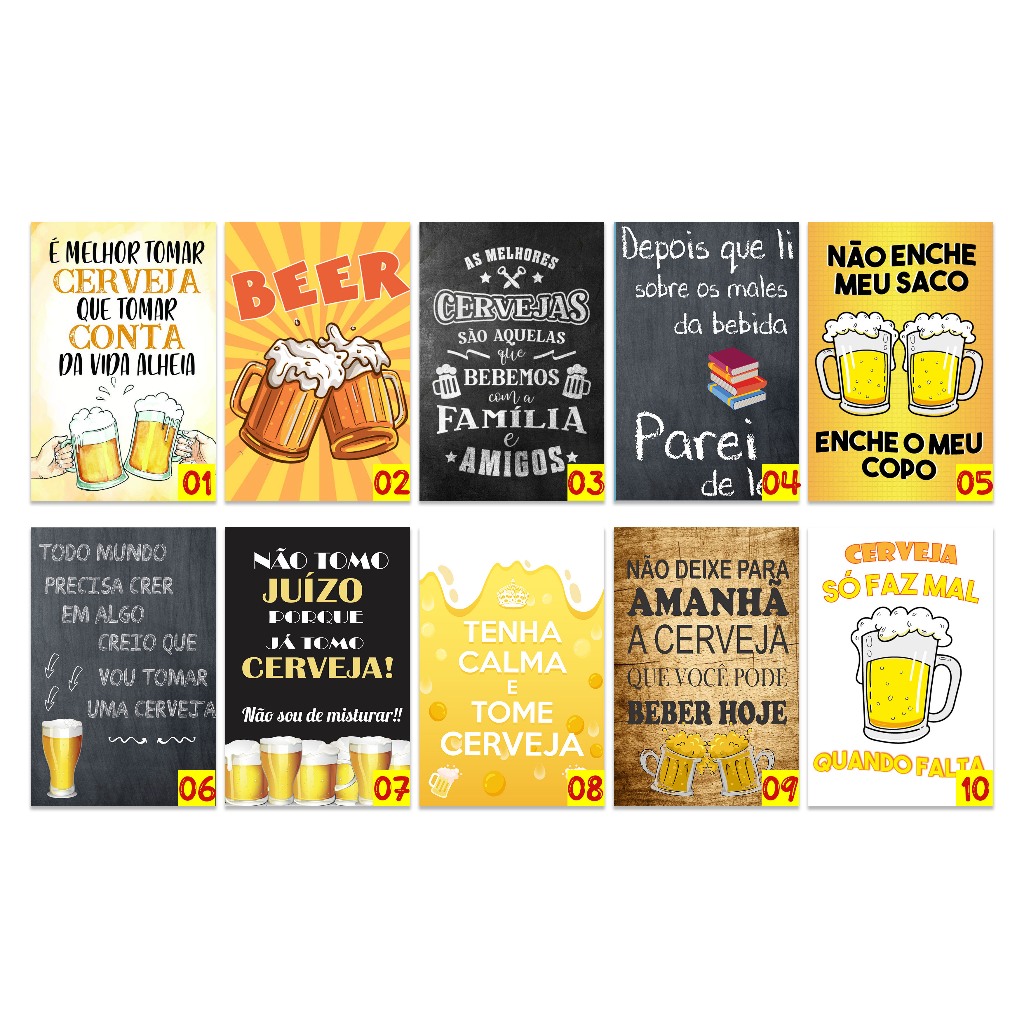 Kit 10 Quadros Tema Bar Boteco Cervejaria Retro 14x20 | Shopee Brasil