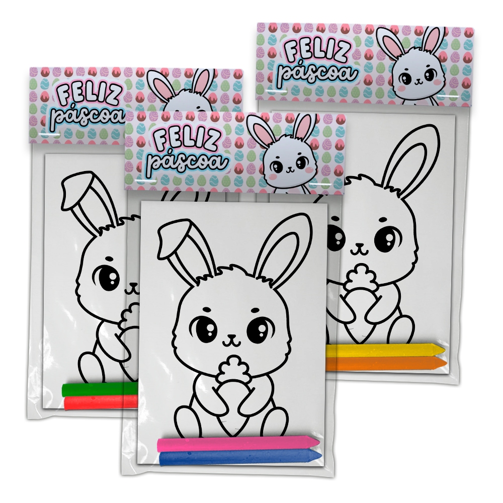 Kit Colorir Giz De Cera Lembrancinha Festa Infantil Personalizado Escolha Tema Páscoa | Shopee ...
