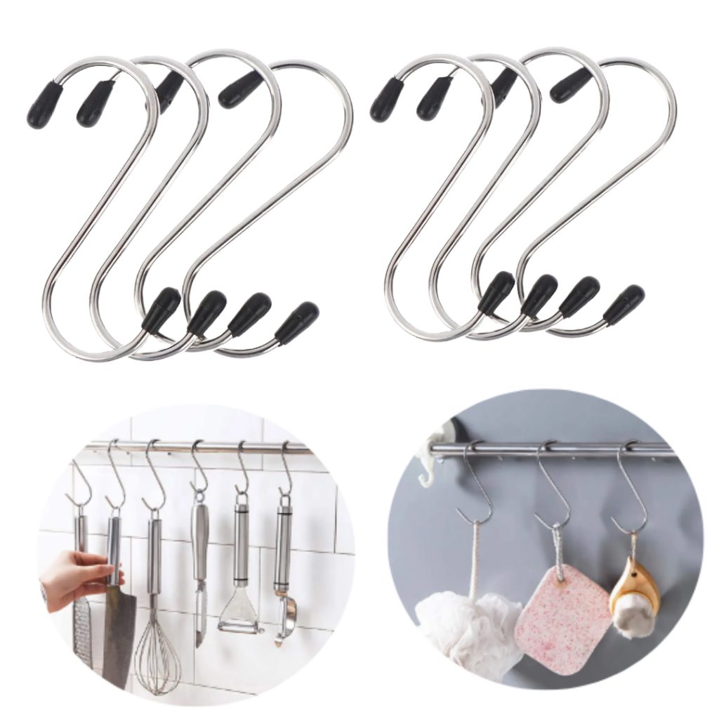 Ganchos Inox Em Formato S Organizador De Metal Cozinha Roupas | Shopee ...