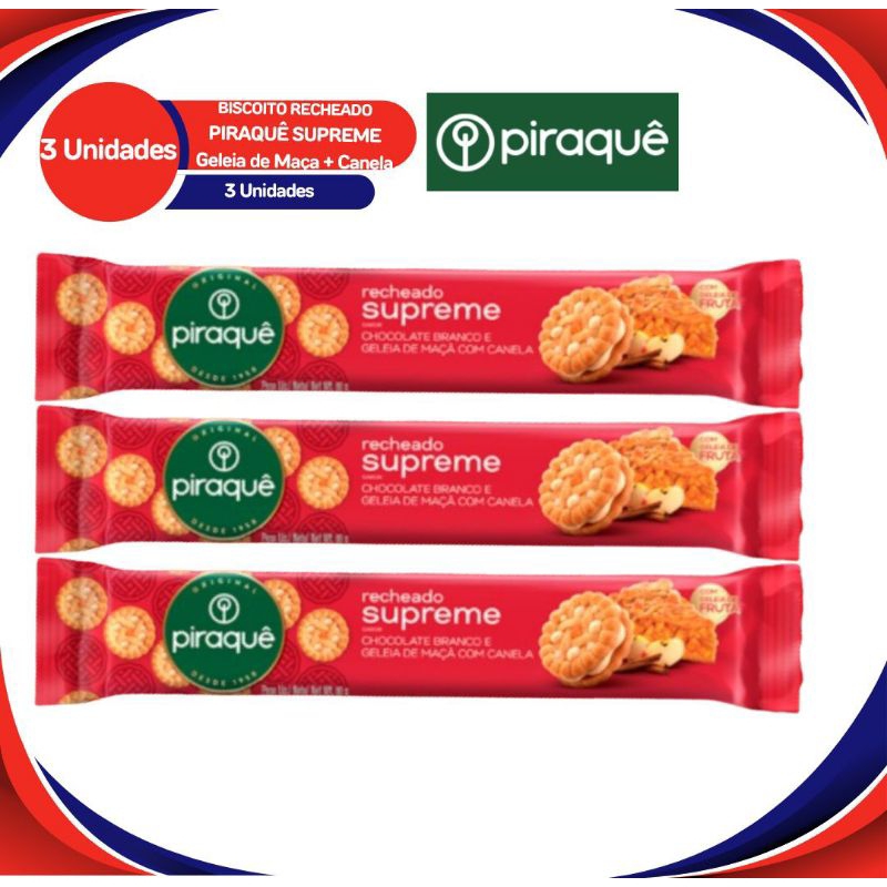 Biscoito Recheado Piraquê Supreme Geleia de Maçã com Canela | 3 - 6 ou ...