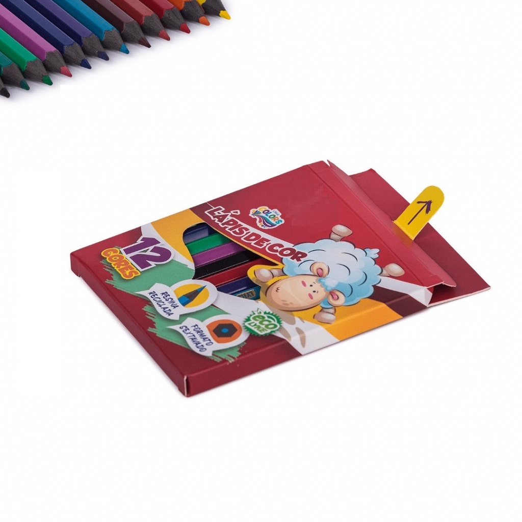 Lápis de Cor Curto 12 Cores Formato Sextavado | Shopee Brasil