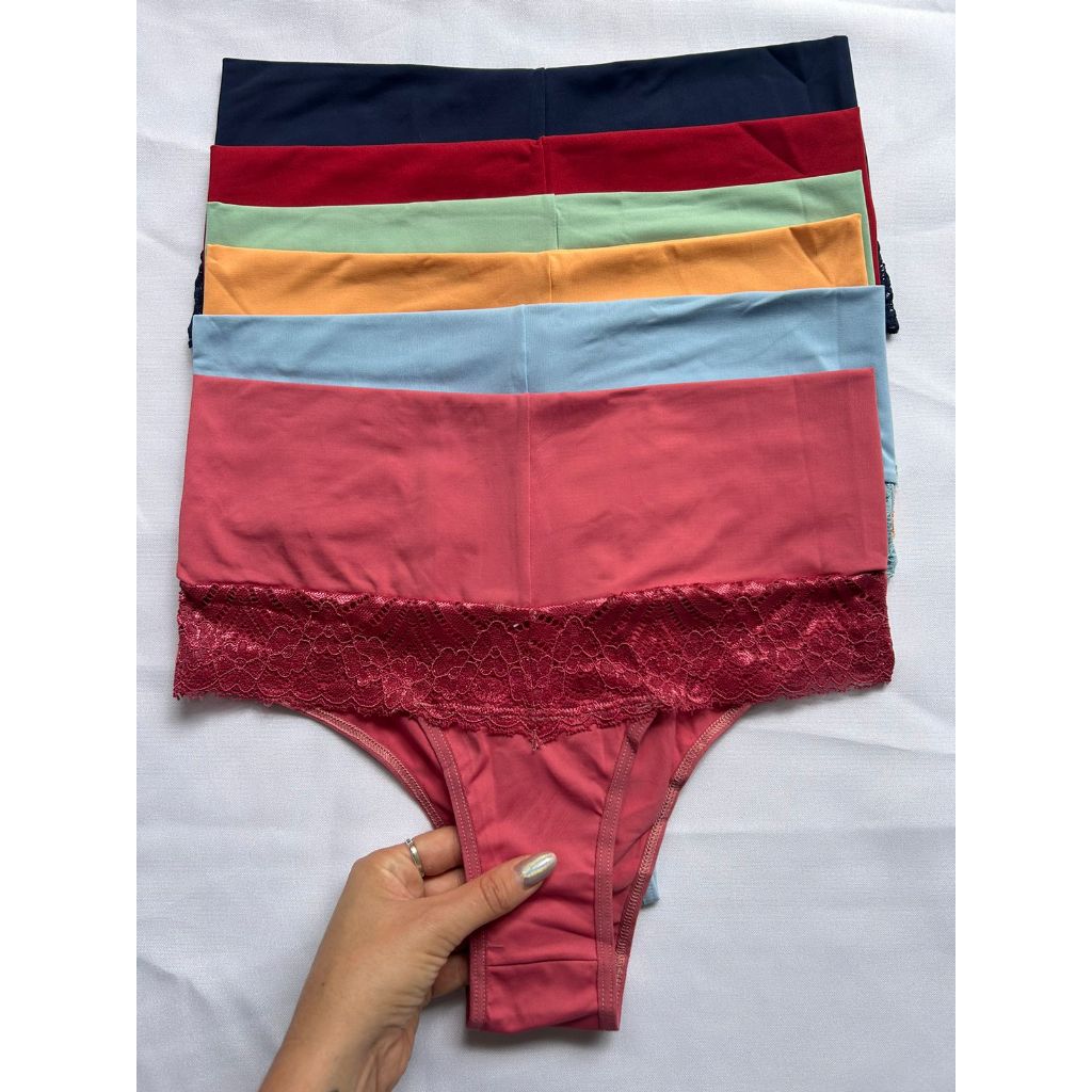 Kit Calcinhas Fio Duplo Pala Dupla Conforto Cintura Alta Tanga estilo ...