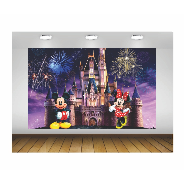 Painel de Festa Mickey e Minnie Castelo Disney Painel Turma do Mickey ...