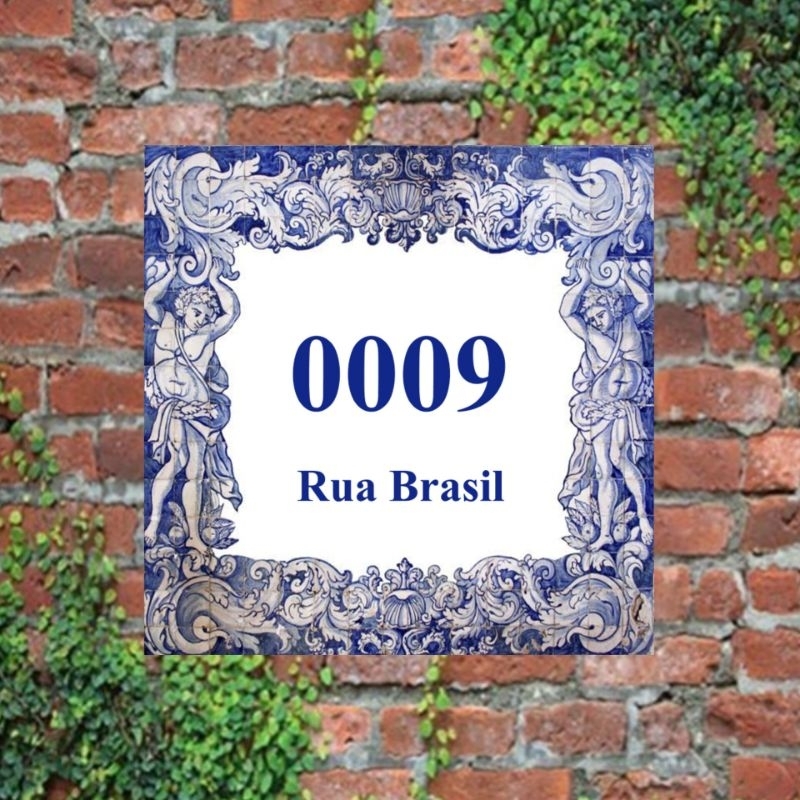 Azulejo com Número de Casa ou Rua Estilo Azulejo Português | Shopee Brasil
