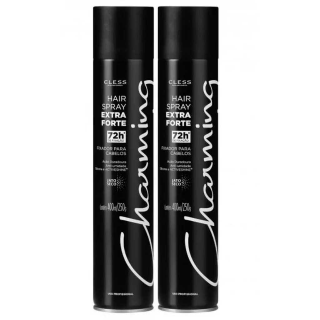 KIT CHARMING COM 2 SPRAY FIXADOR EXTRA FORTE 400ML | Shopee Brasil